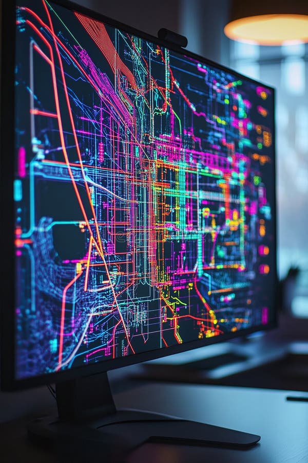 CAD Schematic of a Disaster-resilient Power Grid System Displayed on a ...