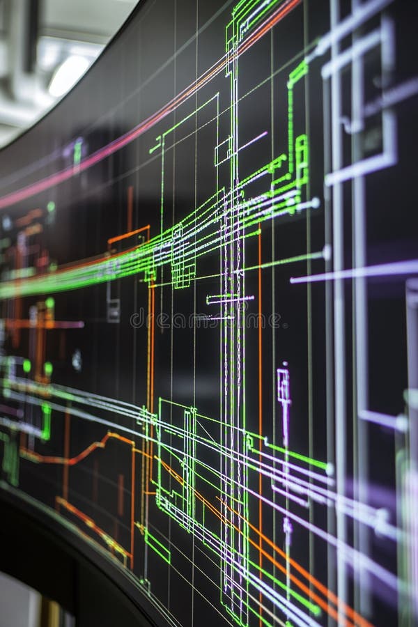 CAD Schematic of a Power Grid Infrastructure Project Displayed on a ...