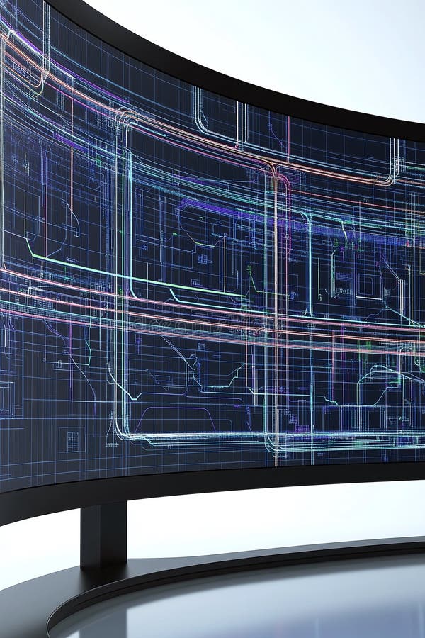CAD Schematic of a Power Grid Infrastructure Project Displayed on a ...