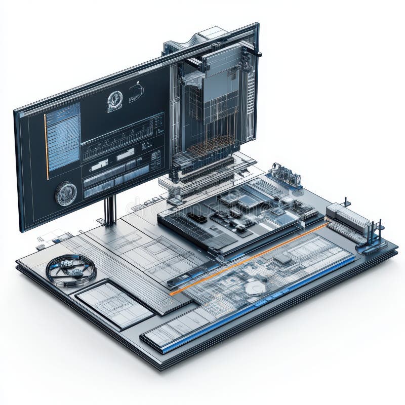 CAD Software (e.g., AutoCAD, SolidWorks) Isolated on White Background ...