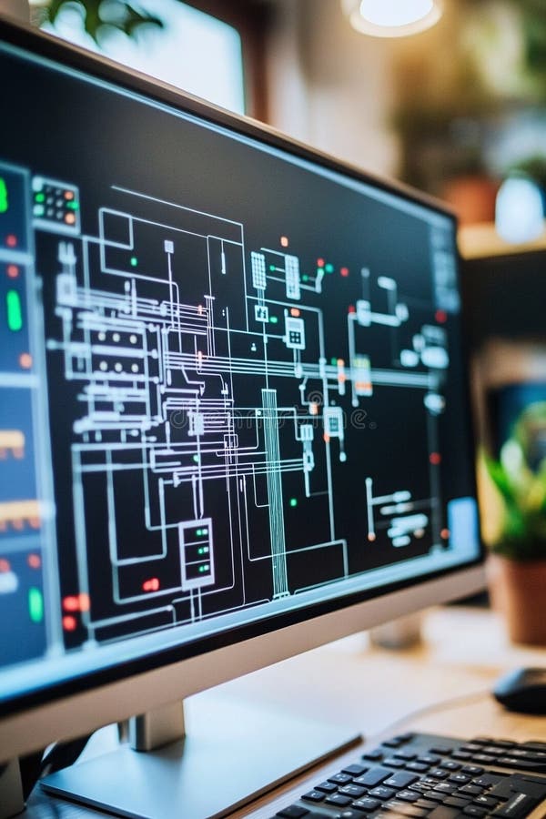 CAD Software Illustrating the Layout of an Interconnected Power Grid on ...
