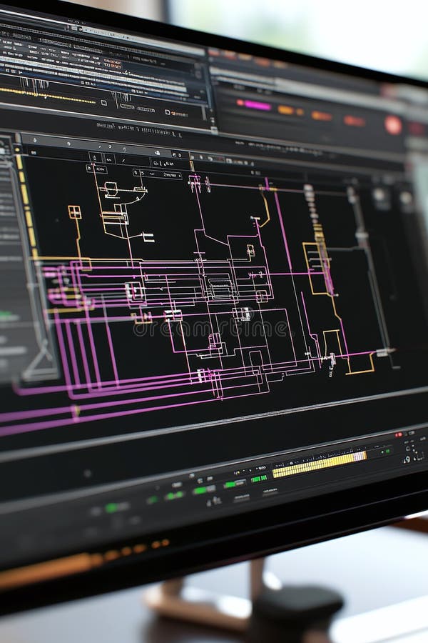 CAD Software Illustrating the Layout of an Interconnected Power Grid on ...