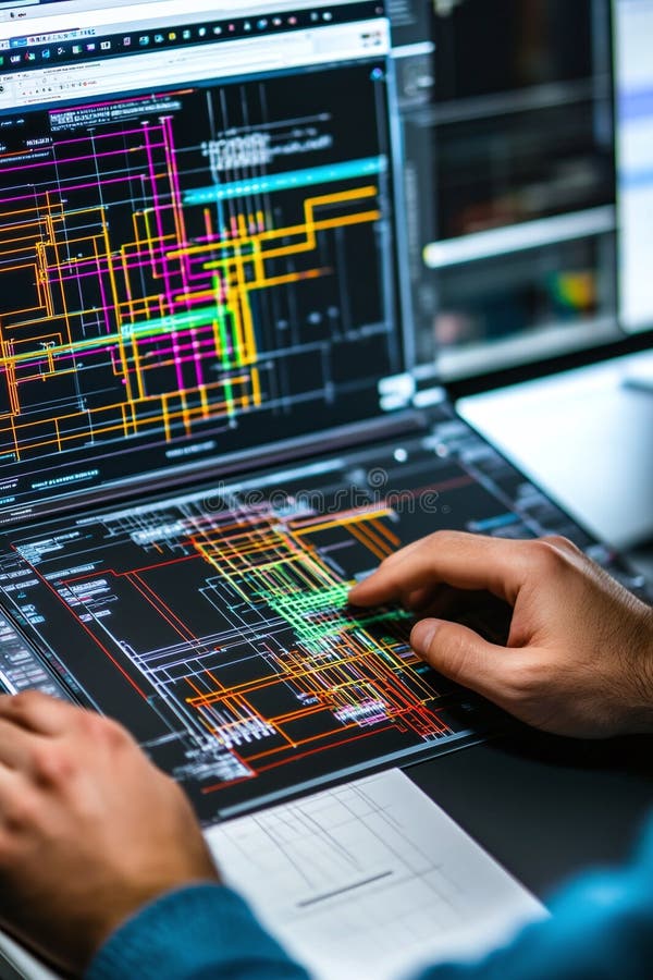 CAD Software Showing an Electrical Grid Map Overlay on a Geographic ...