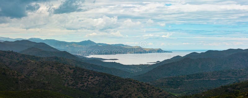 Cadaques bay top view. stock image. Image of cadaques - 126877031