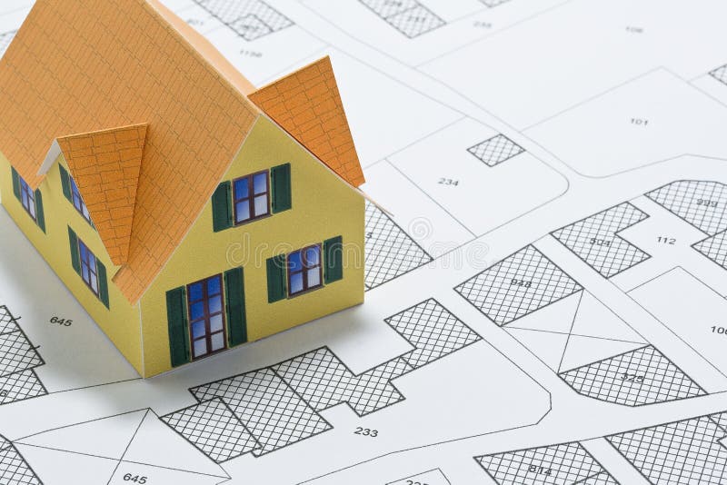 Cadastral Map with Buildings, Building Plot and Free Land Parcel Stock ...