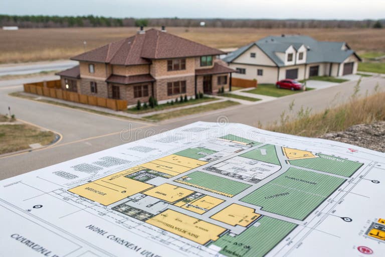 Cadastral Map with Buildings and Land Parcel for House Construction ...