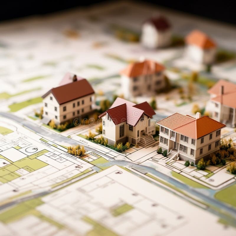 Cadastral Map with Small Buildings, Created with Generative AI Stock ...