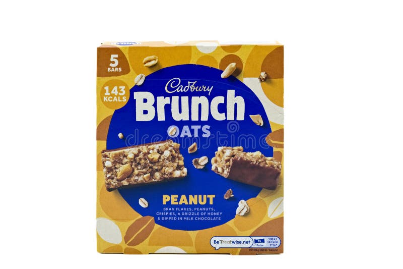 Cadbury Branded Chocolate Peanut Brunch Bar in a Cardboard Box that is ...