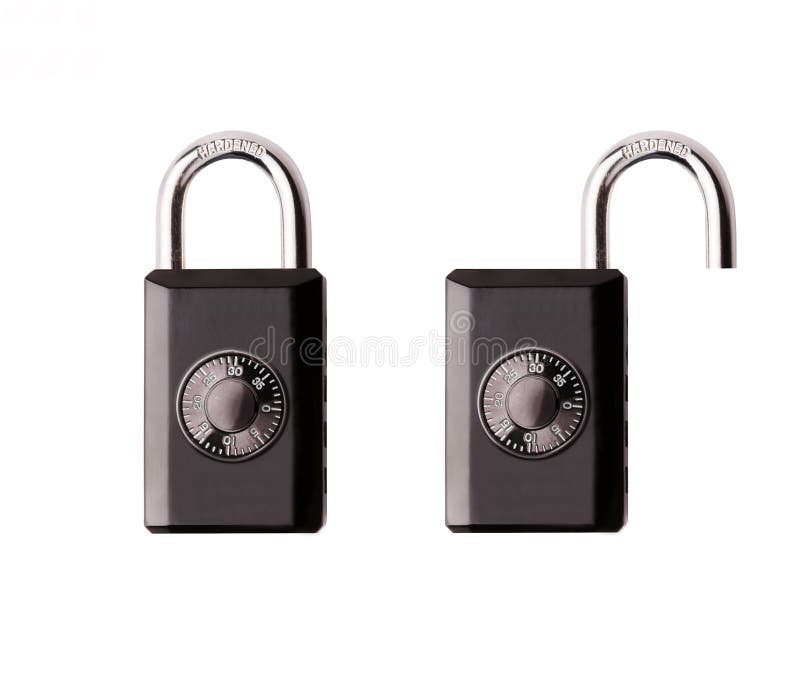 Cadeado Do Metal Aberto E Fechado Imagem de Stock - Imagem de preto ...