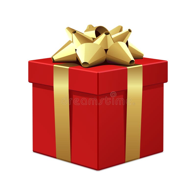 Cadeau Rouge Avec La Proue D'or Illustration de Vecteur - Illustration ...