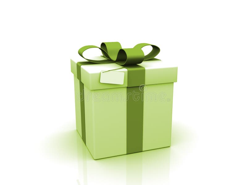 Cadeau Vert Sur Le Fond Blanc Illustration Stock - Illustration du ...
