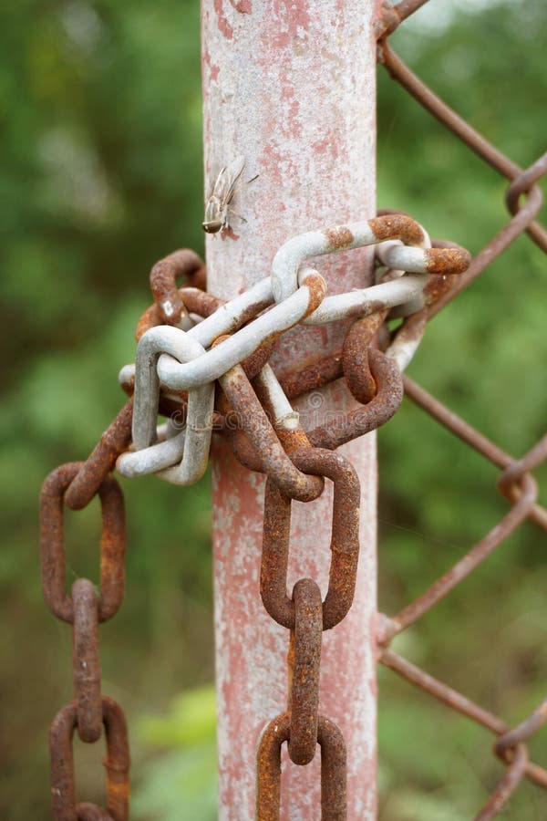 Cadena Oxidada En Los Posts Del Hierro Foto de archivo - Imagen de ...