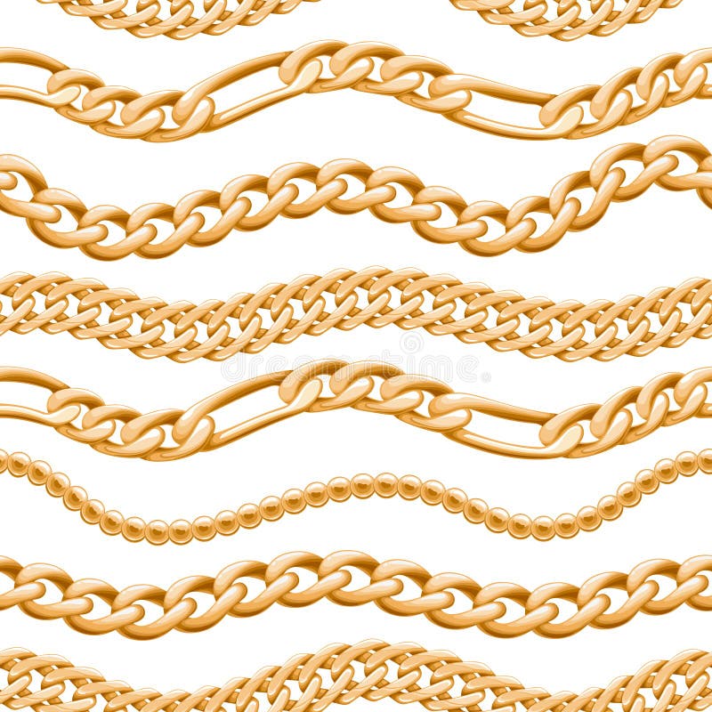 Cadenas De Oro Clasificadas En Fondo Negro Ilustración del Vector ...