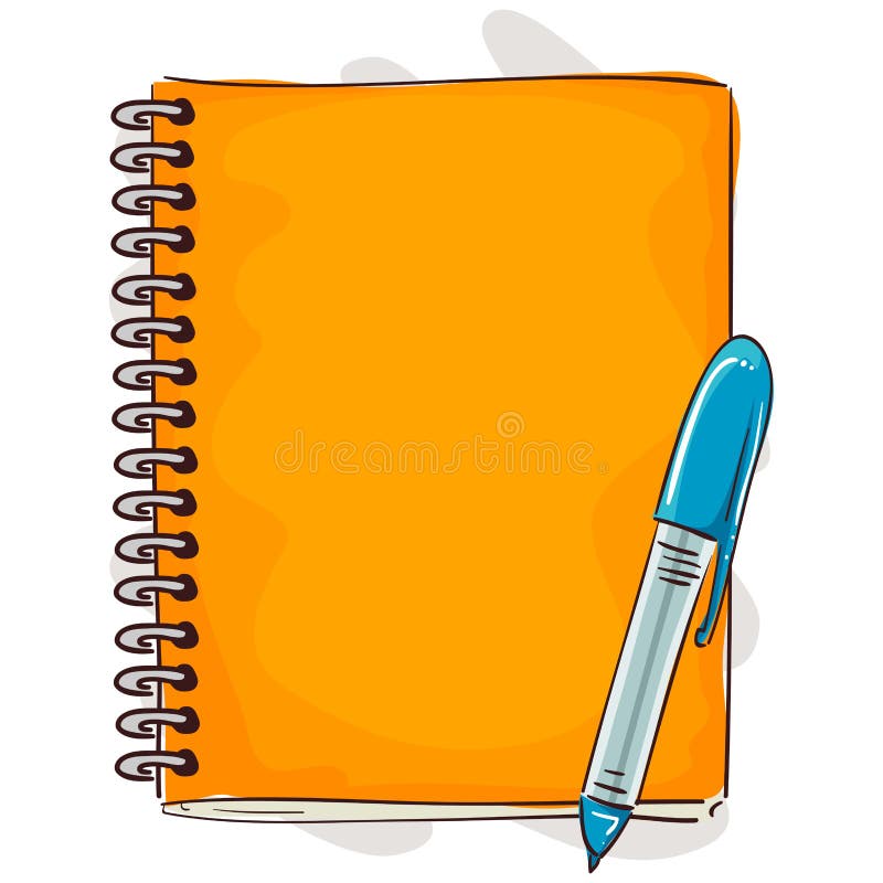 Caderno E Caneta Estilo Cartoon Ilustração do Vetor - Ilustração de ...