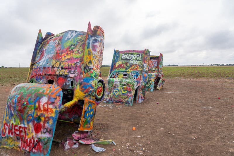 Cadillac Ranch Art Installation in Amarillo, Texas, USA Editorial Stock ...