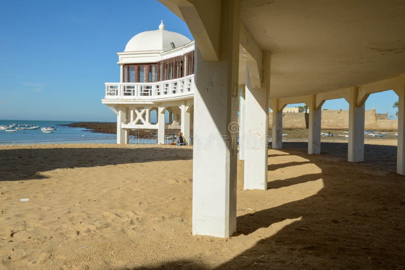 View at La Caleta Beach in Cadiz on Spain Editorial Image - Image of ...