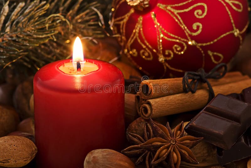 Cadle Light with Christmas Decoration Stock Photo - Image of ...