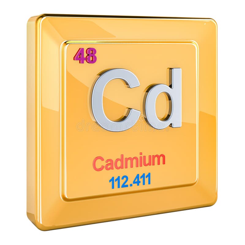 Cadmium Cd Chemical Element Sign with Number 48 in Periodic Table. 3D ...