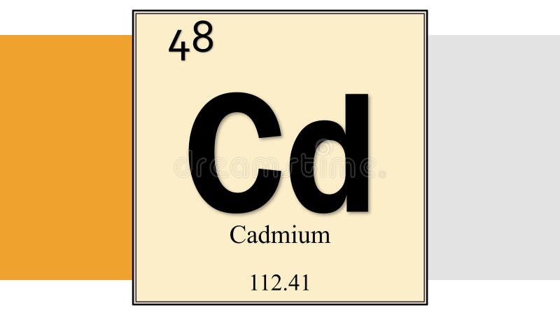 Cadmium Chemical Element Symbol on Orange Gray Colored Solid Background ...