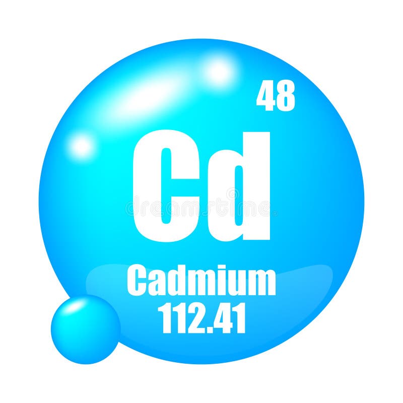 Cadmium Icon. Cd Chemical Element. Atomic Number 48. Mass 112.41. Blue ...
