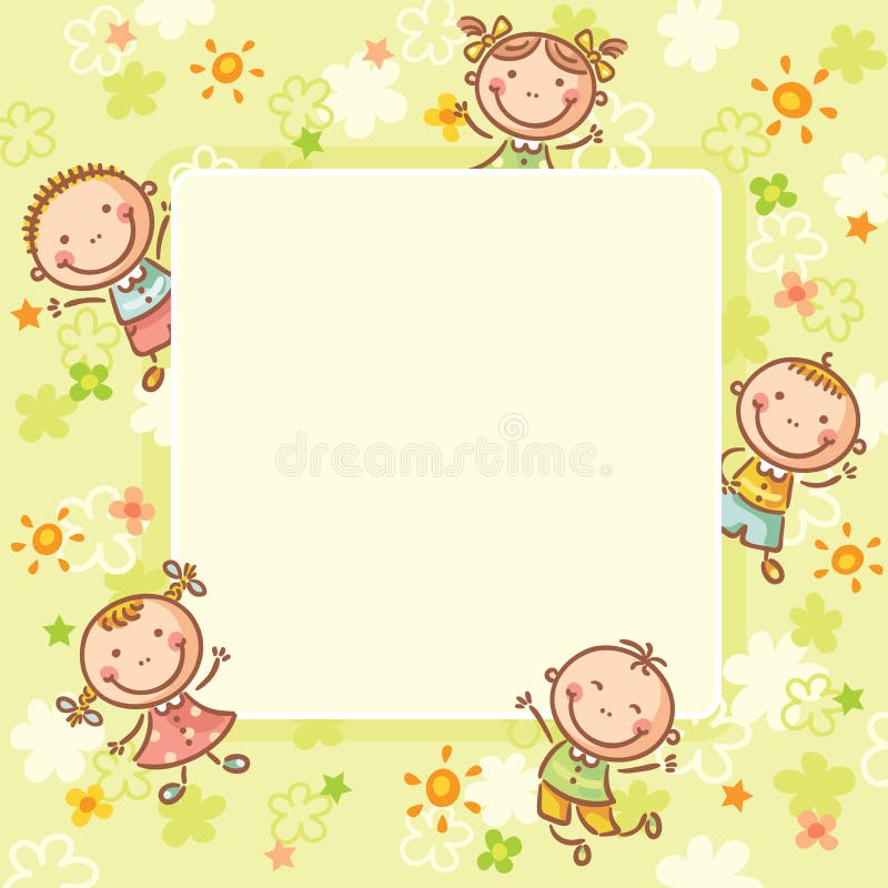 Cadre Bleu Avec Beaucoup D'enfants Illustration de Vecteur ...