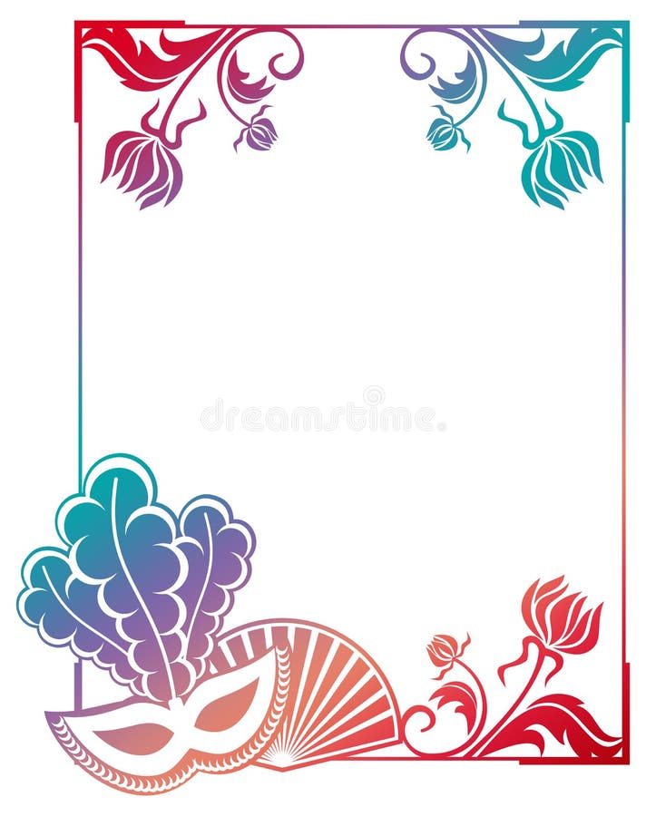 Cadre De Gradient De Couleur Avec Des Masques De Carnaval Illustration ...