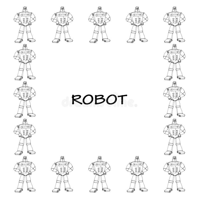 Cadre De Griffonnage De Robot Illustration de Vecteur - Illustration of ...