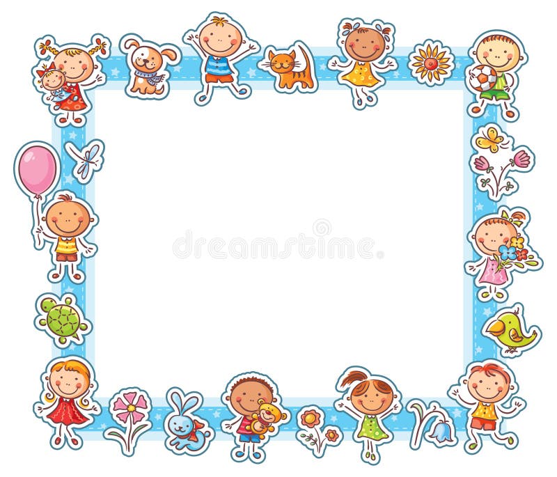 Cadre Rectangulaire D'enfants Heureux Illustration de Vecteur ...