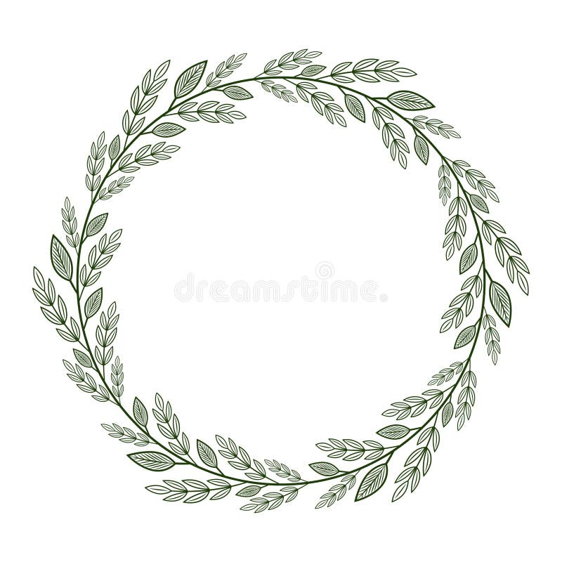 Embranchez-vous Avec Les Feuilles Vertes Dans Rond Sur Le Blanc ...