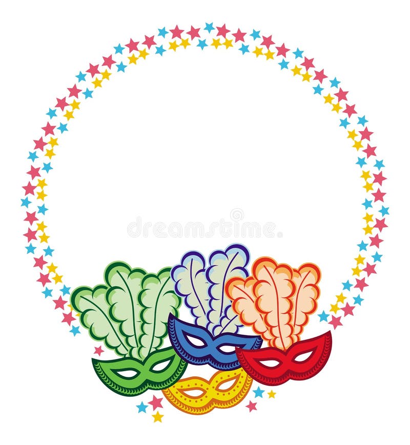 Cadre Rond De Couleur Avec Des Masques De Carnaval O Illustration Stock ...