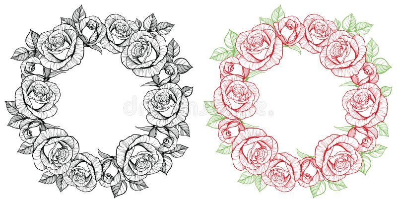 Cadre Rond De Fleur De Rose Illustration de Vecteur - Illustration du ...