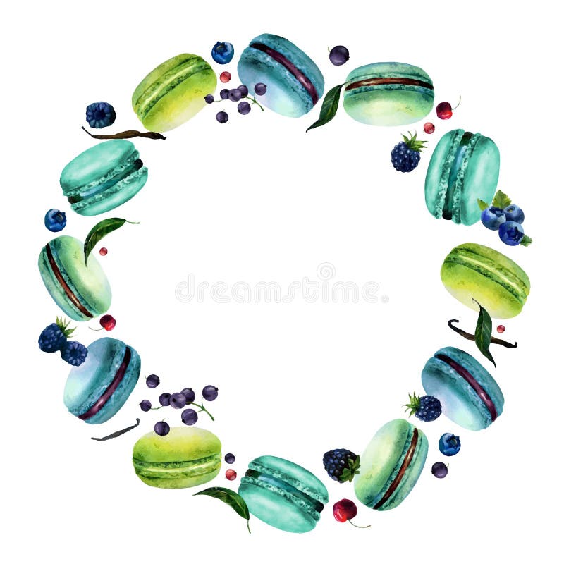 Cadre Rond De Macaron D'aquarelle Illustration de Vecteur ...