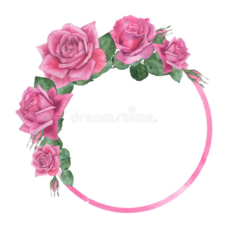 Cadre rond des roses illustration stock. Illustration du féminin - 91281501