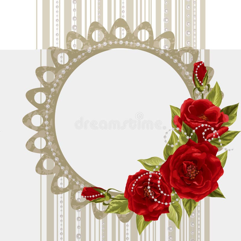 Cadre Sensible Avec Des Roses Et Des Perles Illustration de Vecteur ...