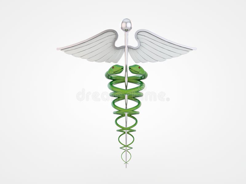 Le CADUCÉE MÉDICAL SIGNENT Dedans Le Vert Illustration Stock ...
