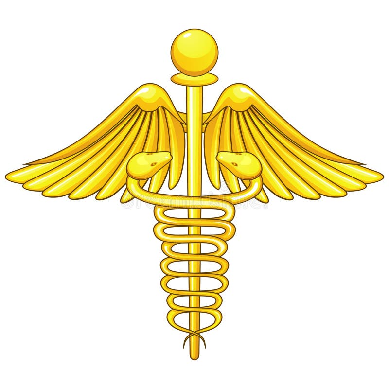 Símbolo Médico Del Caduceo De Oro Stock de ilustración - Ilustración de ...