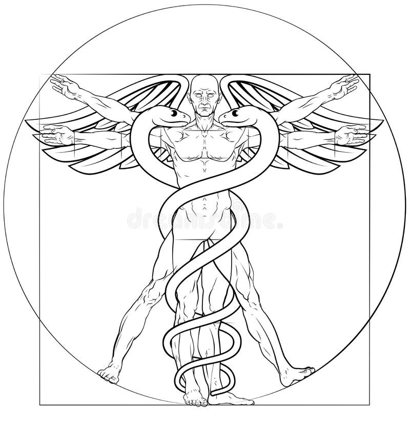 Caduceo ilustración del vector. Ilustración de potencia - 48159369