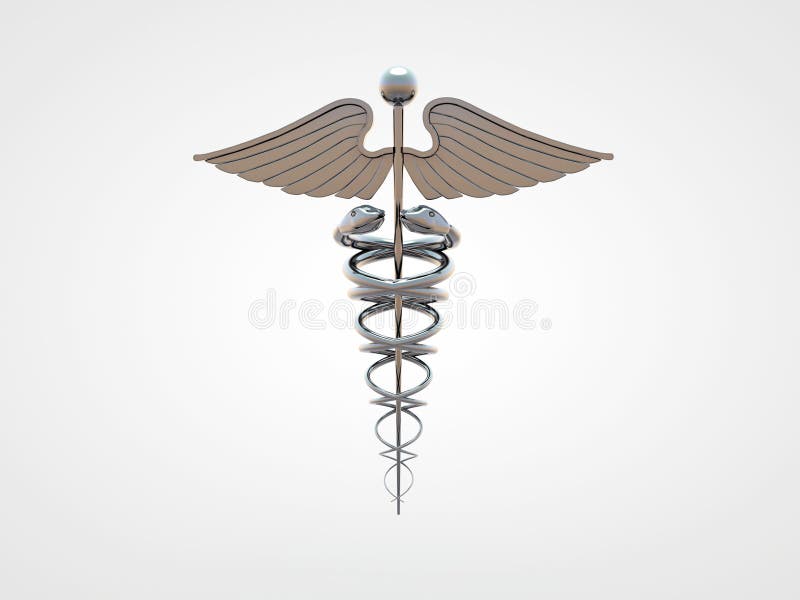 Caduceus Medical Symbol Chrome Stock Illustration - Illustration of ...