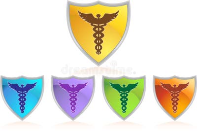 Caduceus Color Chrome Shield Set Stock Vector - Illustration of graphic ...
