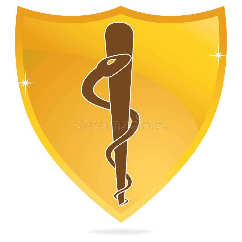 Caduceus Color Chrome Shield - Single Snake Stock Vector - Illustration ...