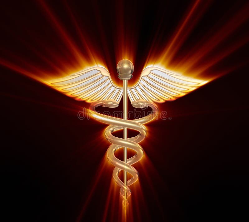 Símbolo Médico Do Caduceus Dourado Ilustração Stock - Ilustração de ...