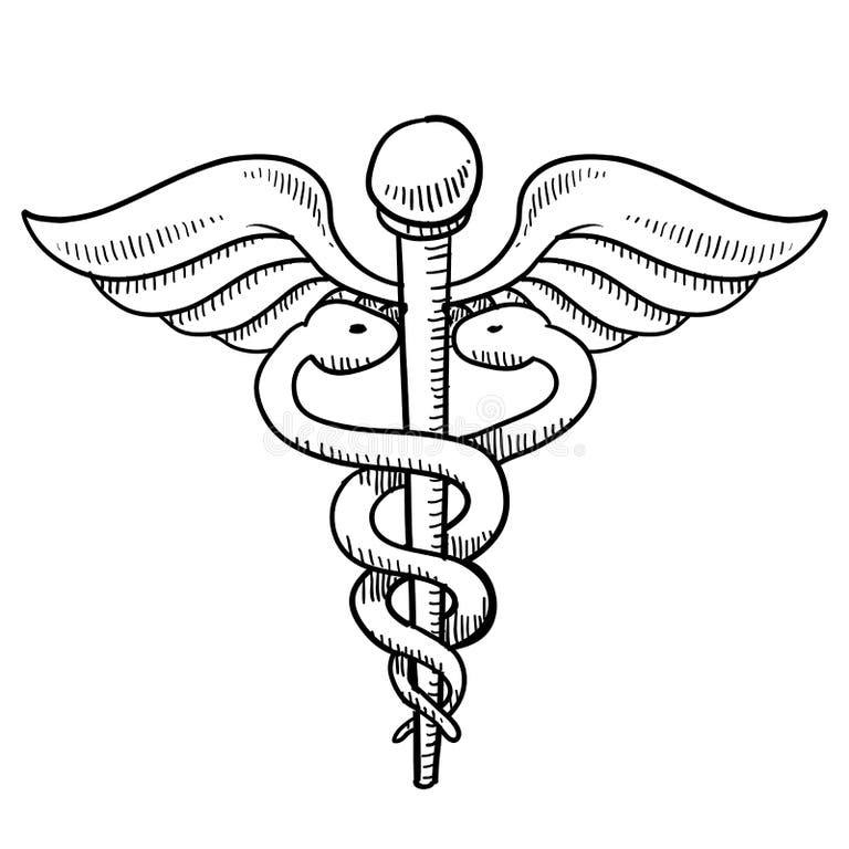 Caduceus drawing stock vector. Illustration of sketch - 22416973