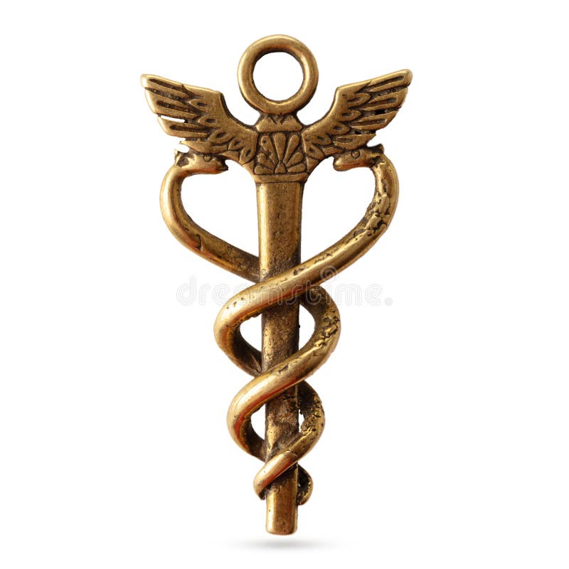 Caduceus - Hermes Rod Isolated on White Background Stock Photo - Image ...
