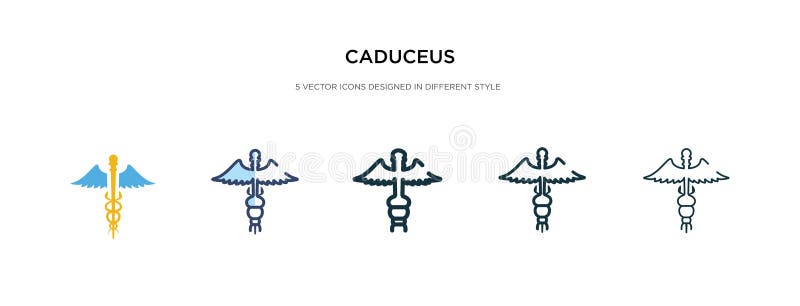Set of Colored Caduceus Symbols Stock Illustration - Illustration of ...