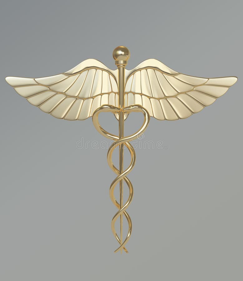 Golden Caduceus Medical Symbol Stock Illustration - Illustration of ...