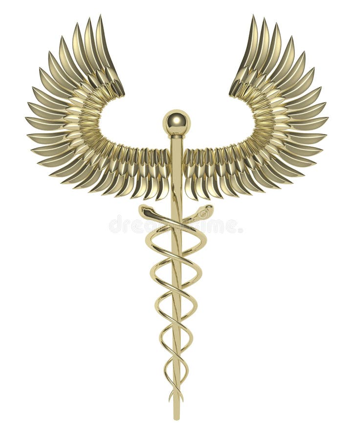 Medical Caduceus Symbol in Yellow and Black Color. Stock Illustration ...