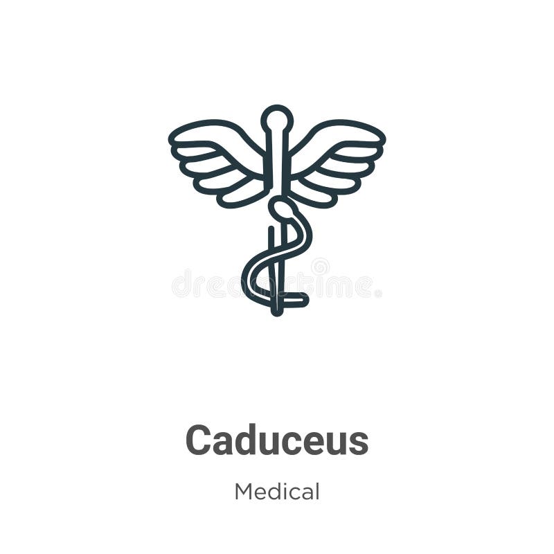 Caduceus Outline Vector Icon. Thin Line Black Caduceus Icon, Flat ...