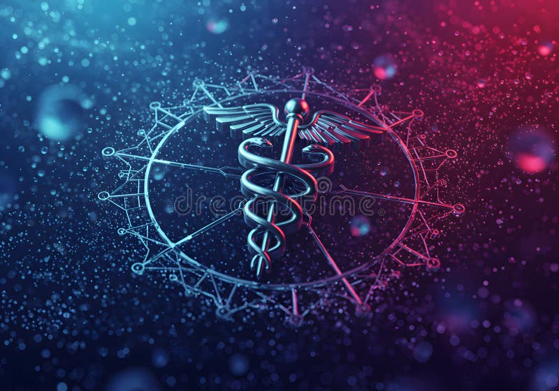 Caduceus Symbol in Digital Network Stock Illustration - Illustration of ...