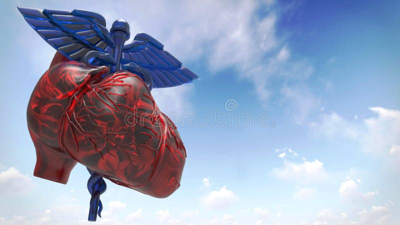 Caduceus Symbol Inside Human Heart on a White Background. 3d Rendering ...