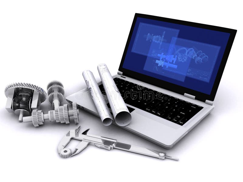 CAD Concept Gear Drive stock illustration. Illustration of planning ...